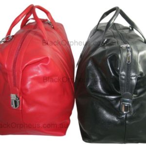 Overnight Bag Weekender Oran Leather Red - Black Orpheus Emporium