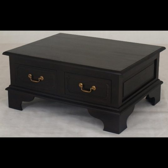 Coffee Table Small 4 Drawers Timber - Black Orpheus Emporium