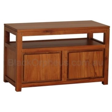 Small TV Stand with Shelf Pecan - Black Orpheus Emporium